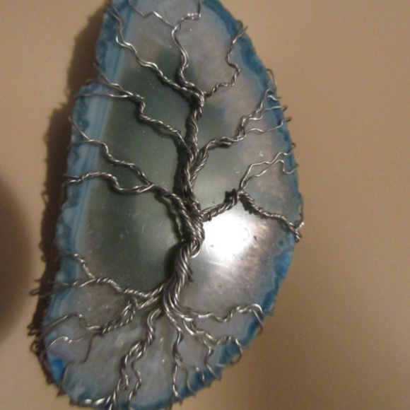 Jewelry | Vintage Blue Slab Tree Pendant On Silver Chain | Poshmark